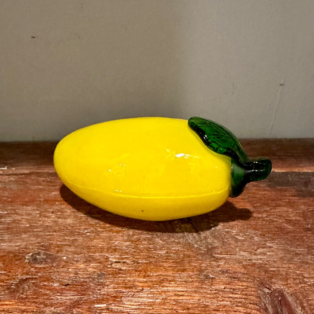 Beautiful Glass Blown Yellow Mango With Leaf and Stem. - Etsy