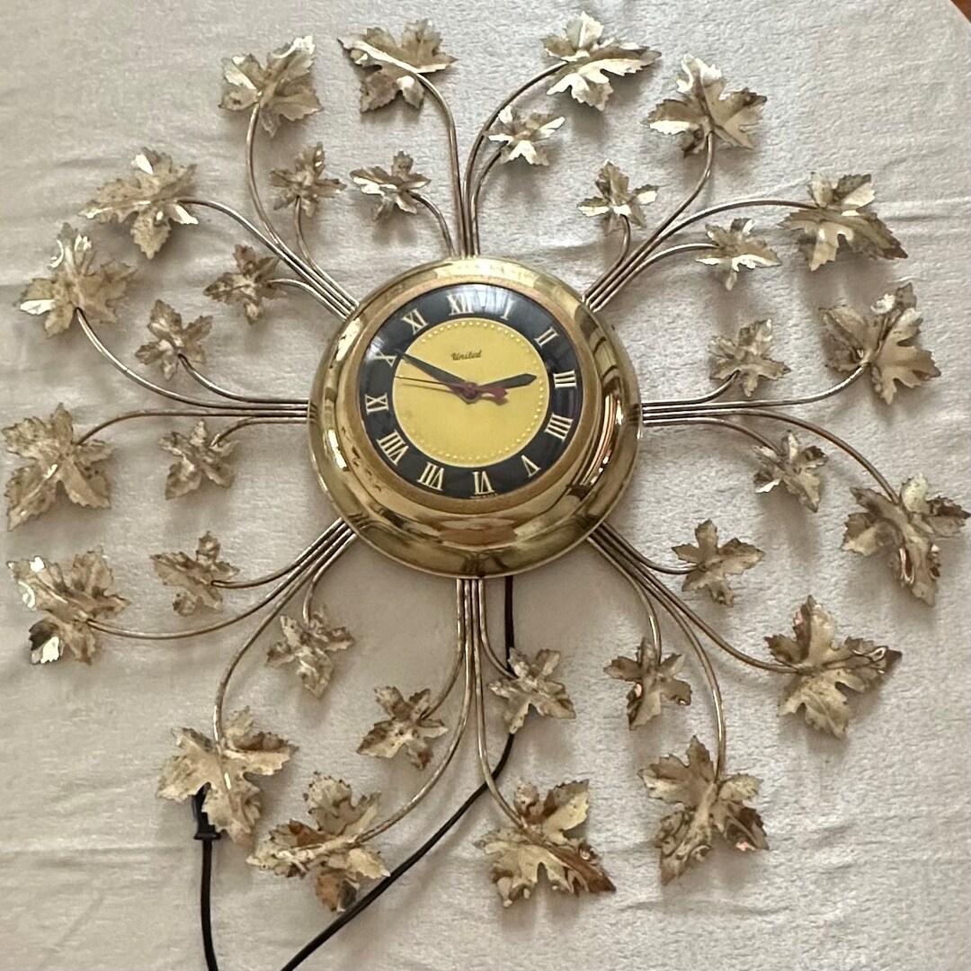 Vintage United Clock Corporation Model No. 20 Sunburst Clock-mcm ...