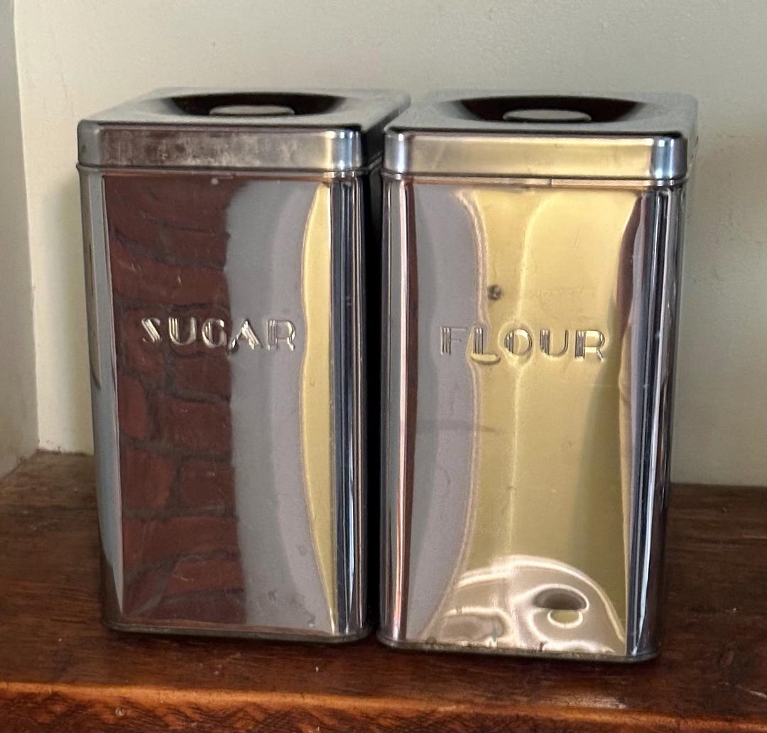 Vintage 1950's Kreamer Ware Metal Kitchen Canister Set - Sugar and ...