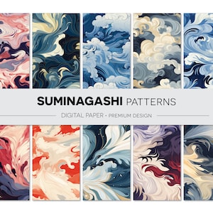 Suminagashi Pattern Digital Paper, SEAMLESS Suminagashi Pattern ...