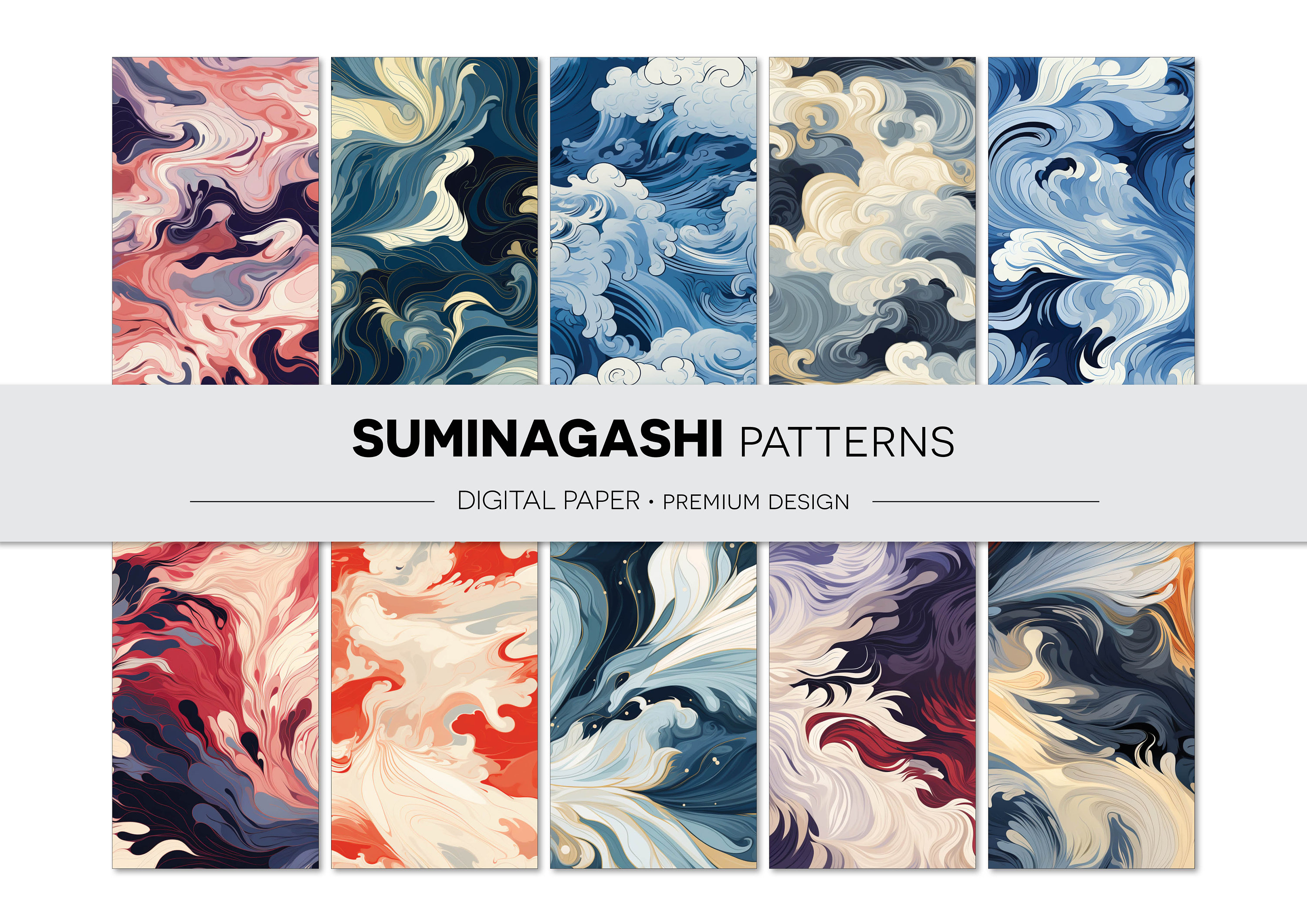 Suminagashi Pattern Digital Paper, SEAMLESS Suminagashi Pattern ...