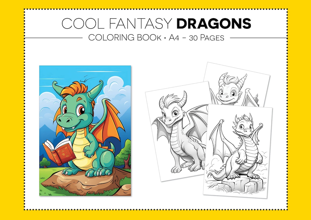 30 Cool Fantasy Dragons Coloring Pages, Coloring Book, Kids Coloring ...