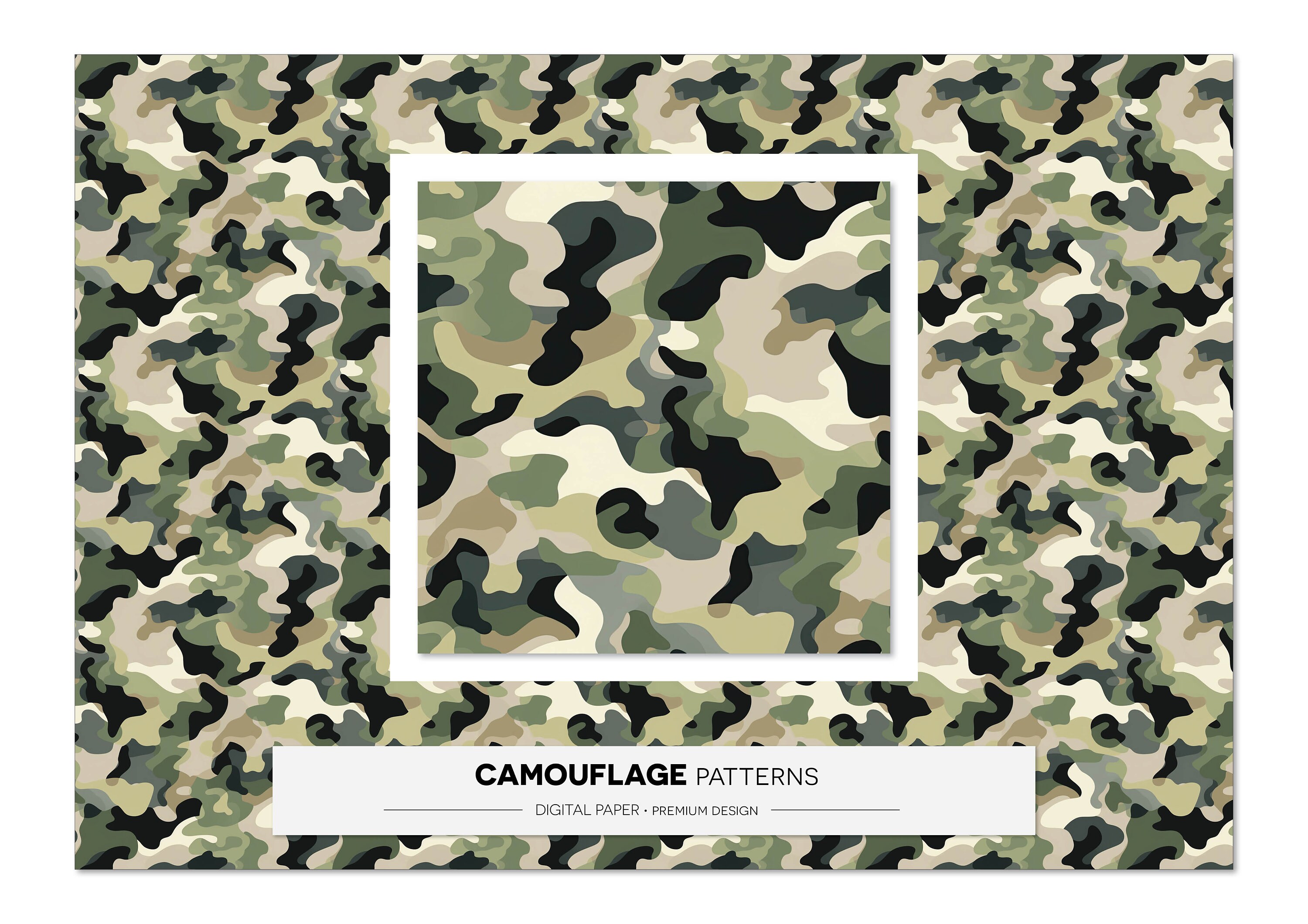 Camouflage Pattern Digital Paper, SEAMLESS Camouflage Pattern ...