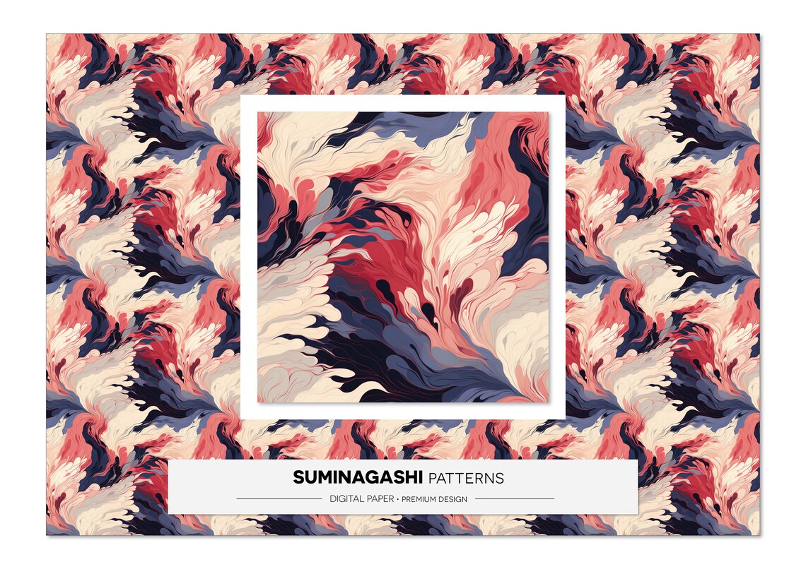 Suminagashi Pattern Digital Paper, SEAMLESS Suminagashi Pattern ...