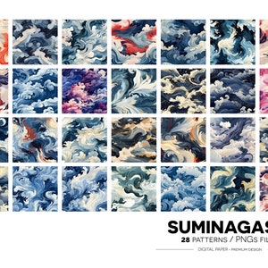 Suminagashi Pattern Digital Paper, SEAMLESS Suminagashi Pattern ...