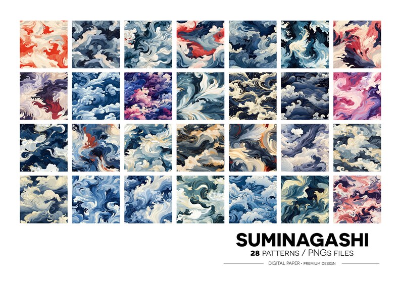 Suminagashi Pattern Digital Paper, SEAMLESS Suminagashi Pattern ...