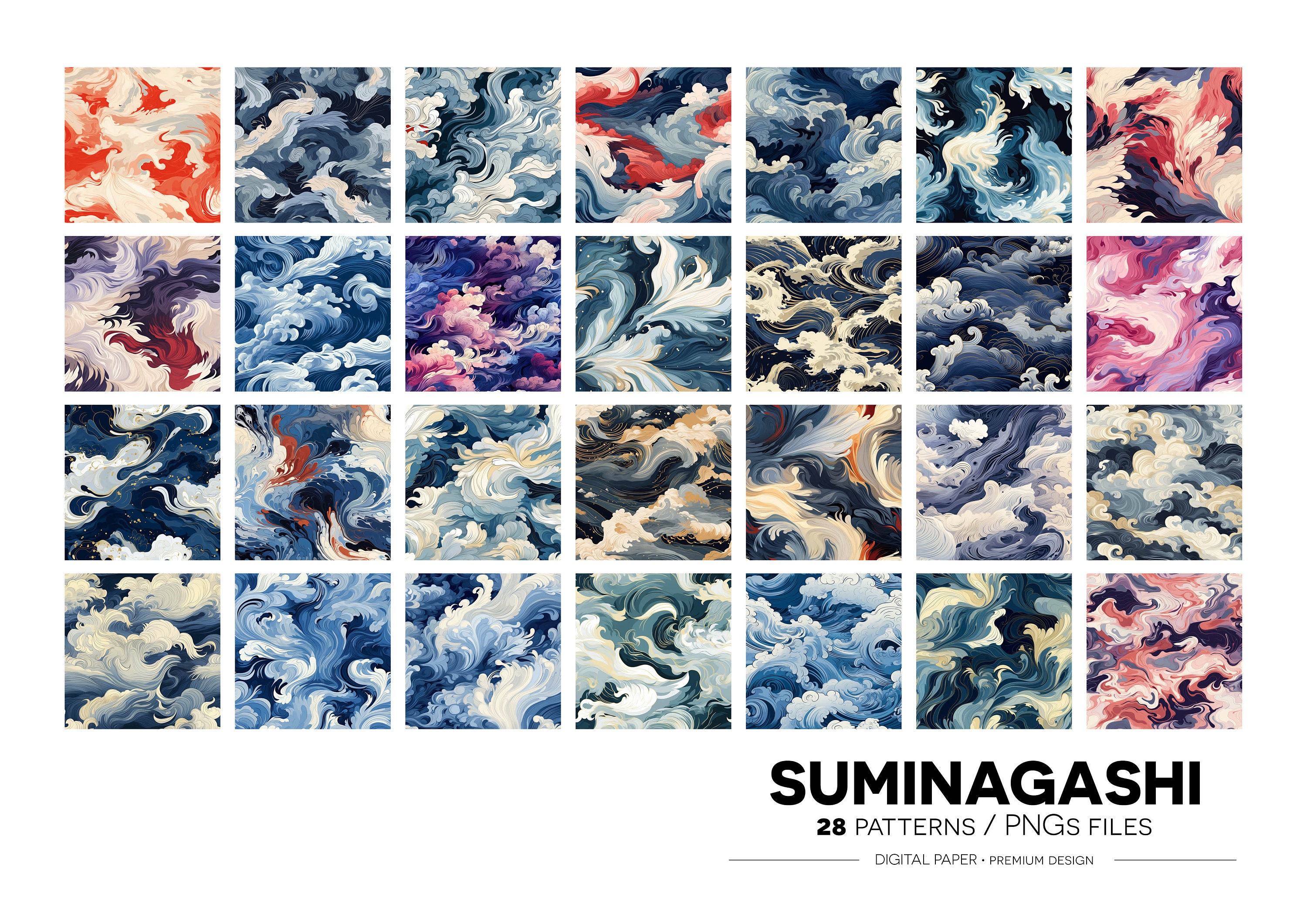 Suminagashi Pattern Digital Paper, SEAMLESS Suminagashi Pattern ...