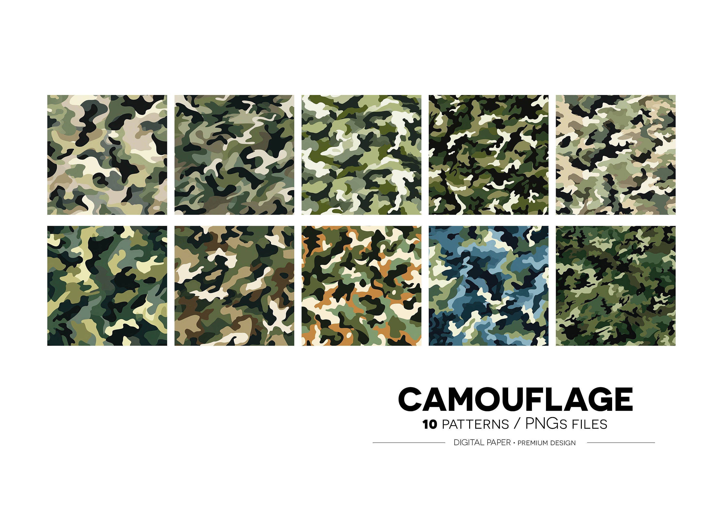 Camouflage Pattern Digital Paper, SEAMLESS Camouflage Pattern ...