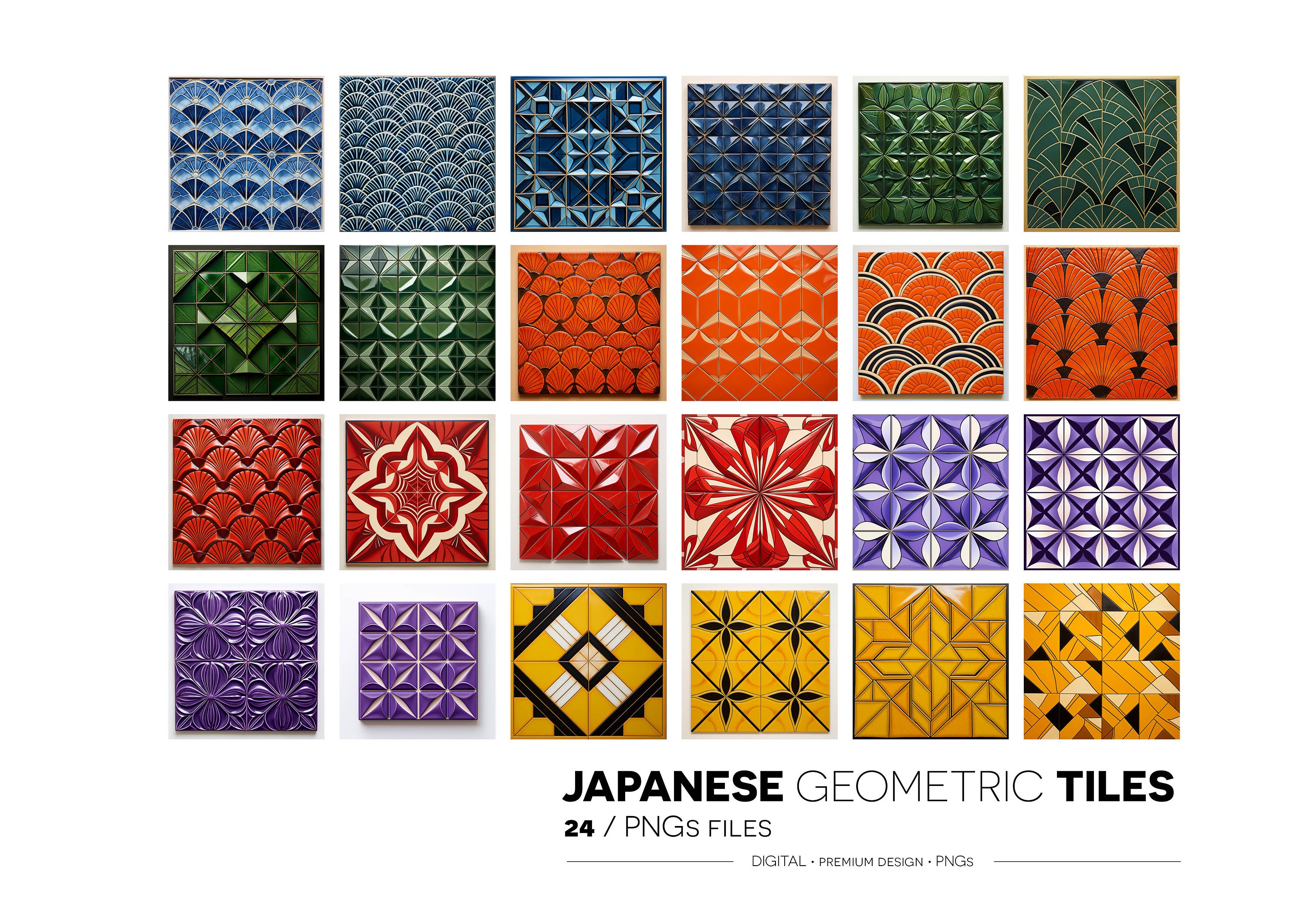 Japanese Geometric Colors Tiles, SEAMLESS JAPANESE Pattern, Japanese ...