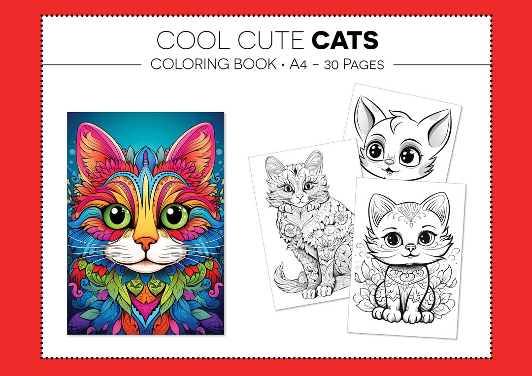 30 Cool Cute Cats Coloring Pages, Coloring Book, Kids Coloring ...