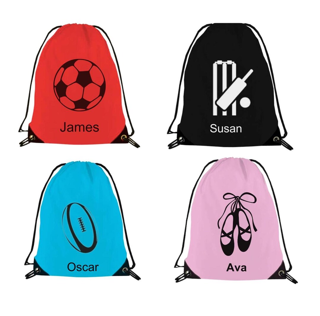 Personalised Named School PE Drawstring Bag for Sports Fans (football ...