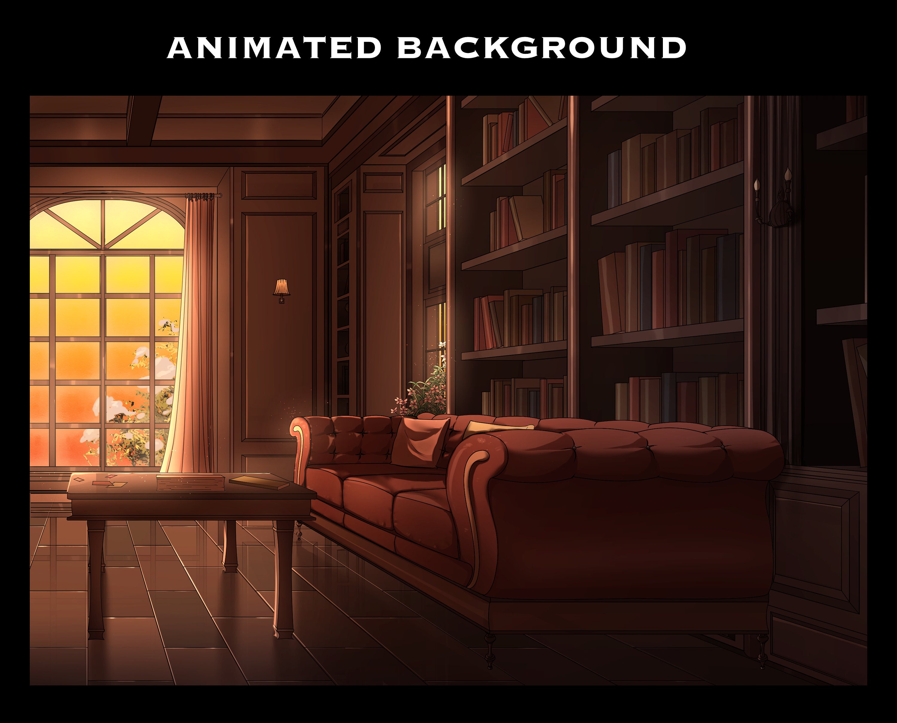 Vtuber Animated Background Virtual Stream Overlay Loop Cozy Library ...