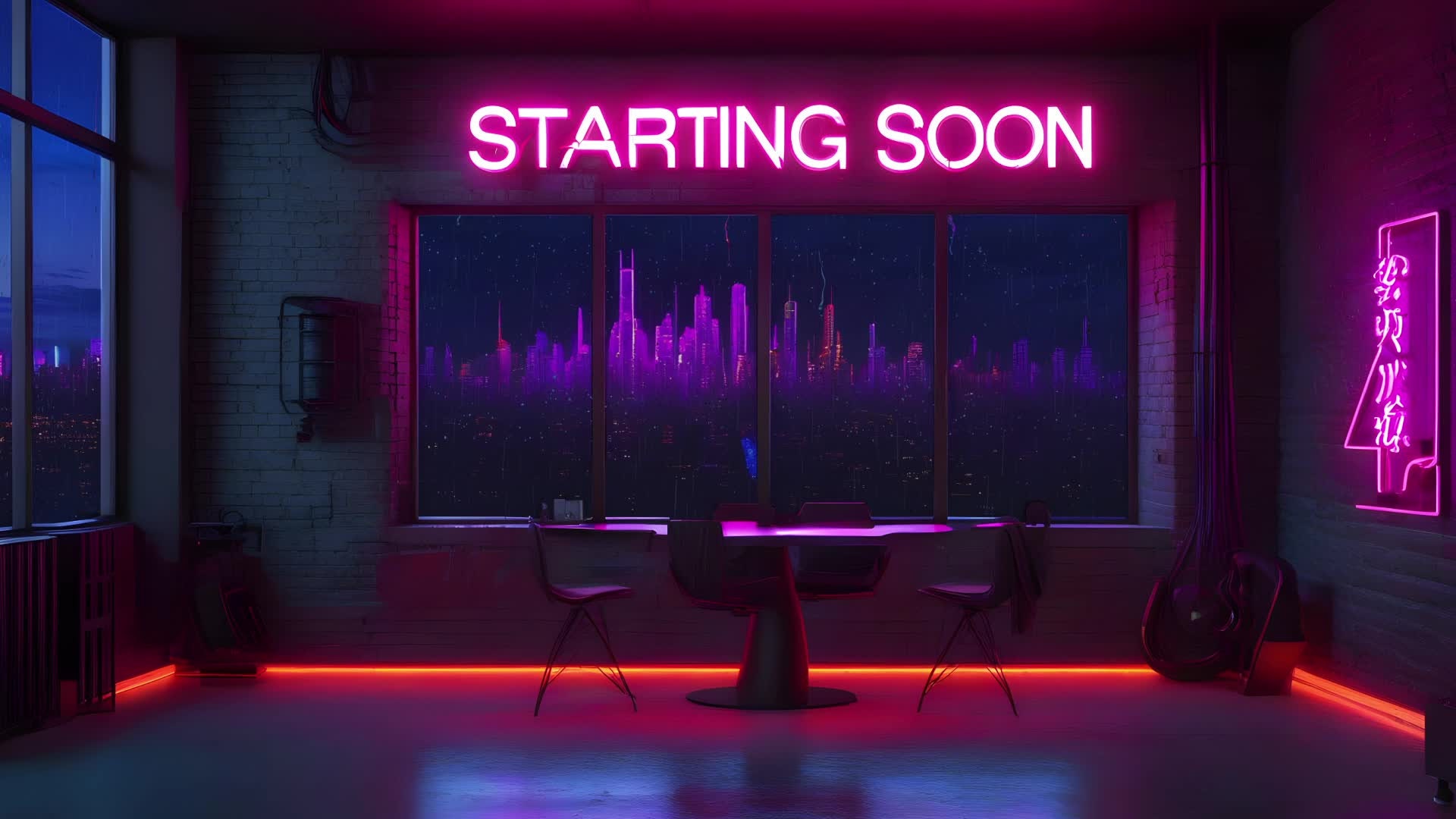 Starting Soon Screen Animated Background Neon Retreat: A Cozy Cyberpunk ...