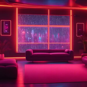Cyberpunk Living Room Animated Background | Neon Lights & Futuristic ...
