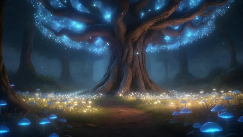 Animated Background: Enchanted Grove With Radiant Bioluminescent ...