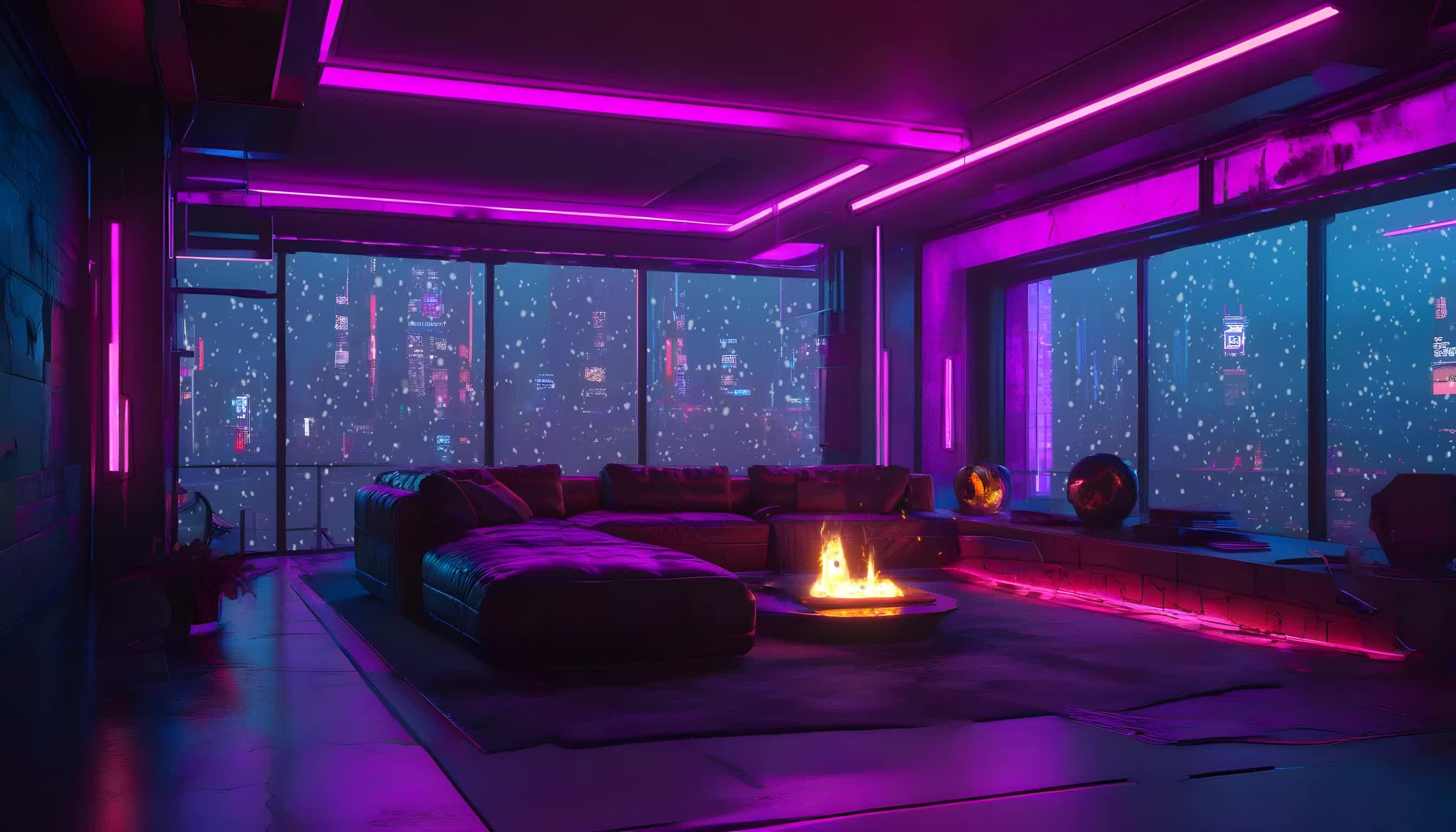 Cyberpunk Animated Background | Urban Neon Ambiance & City View ...