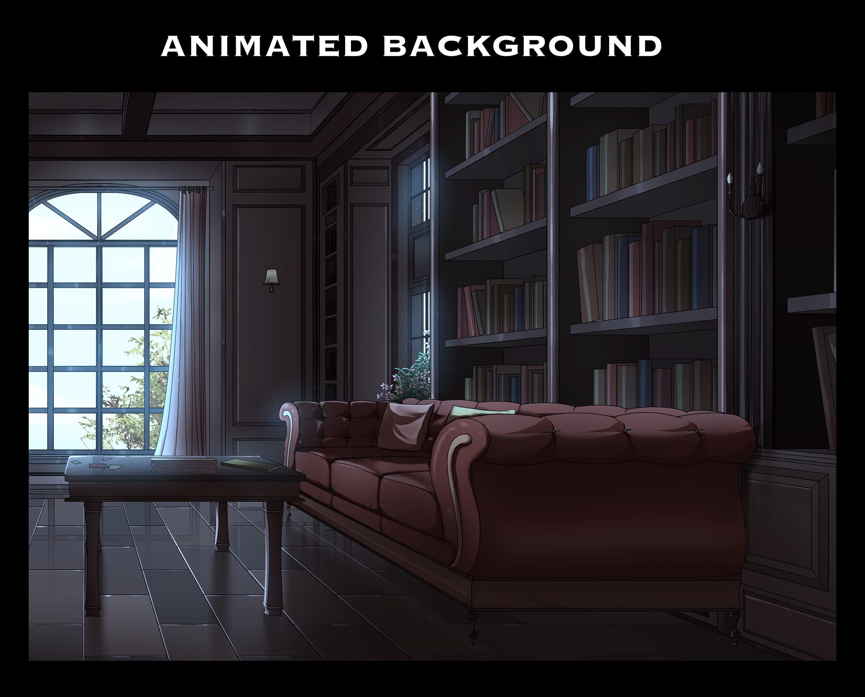 Vtuber Animated Background Virtual Stream Overlay Loop Cozy Library ...