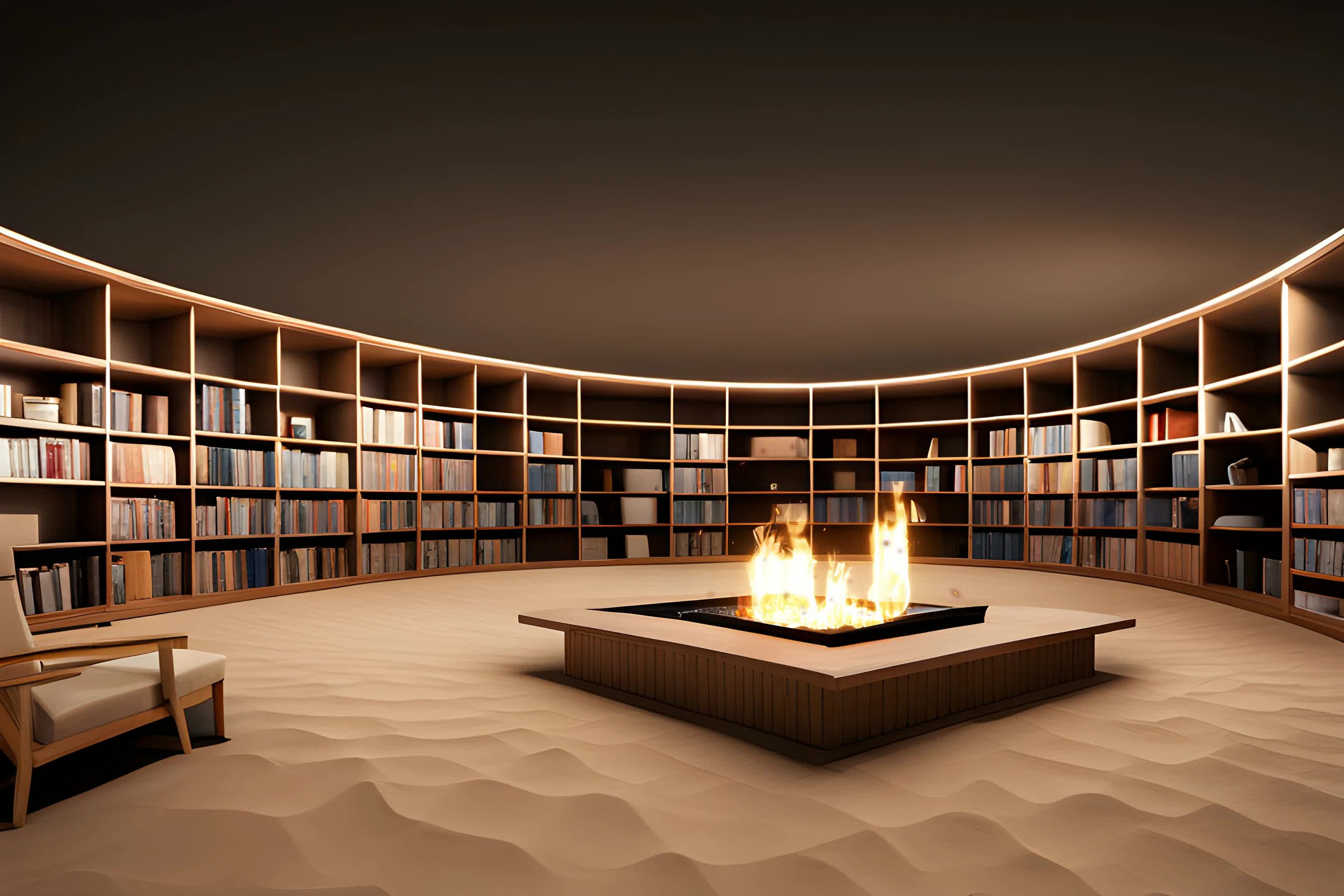 Desert Oasis Library Animated Background | Sandstone Bookshelves & Warm ...