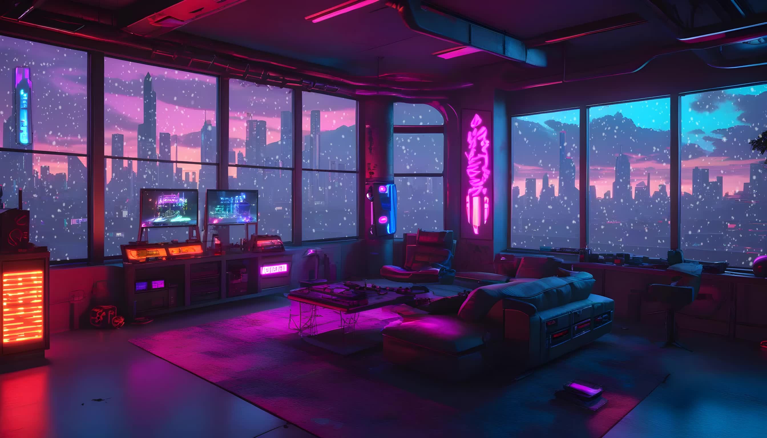 Cyberpunk City Animated Environment Neon Skyscape & Urban Ambiance ...
