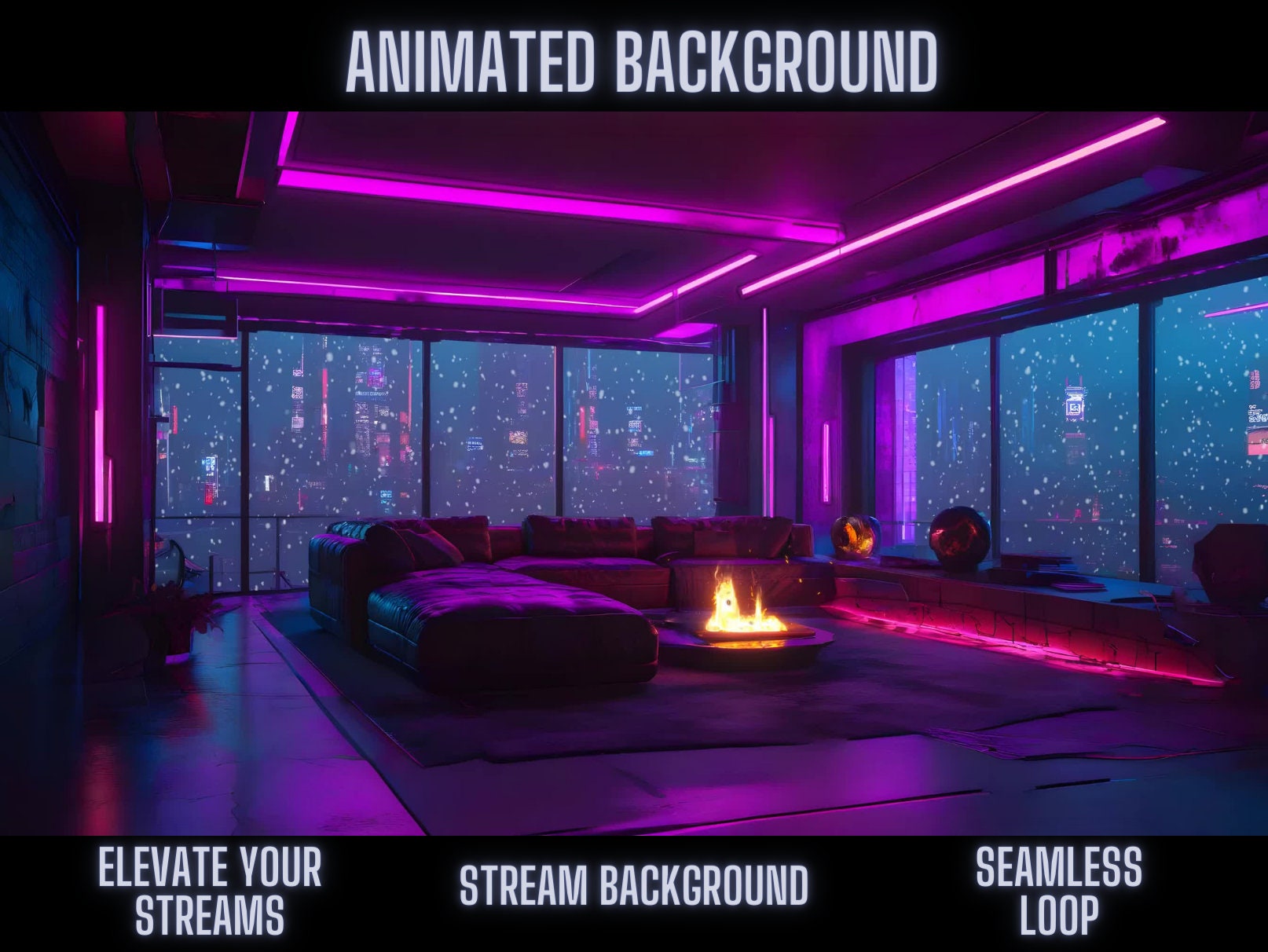Cyberpunk Animated Background Urban Neon Ambiance & City View Perfect ...