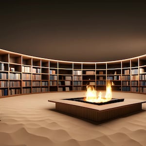 Desert Oasis Library Animated Background | Sandstone Bookshelves & Warm ...