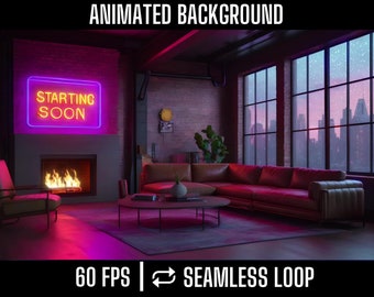 Starting Soon Screen Animated Background Urban Oasis: Relaxing Neon ...