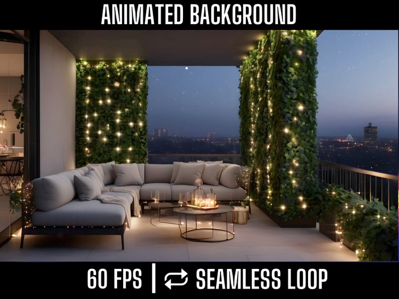 Animated Background: Enchanted Terrace - Starlit Serenity in a Verdant ...