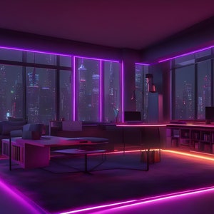 Cyberpunk Animated Background Living Room | Neon Illumination ...