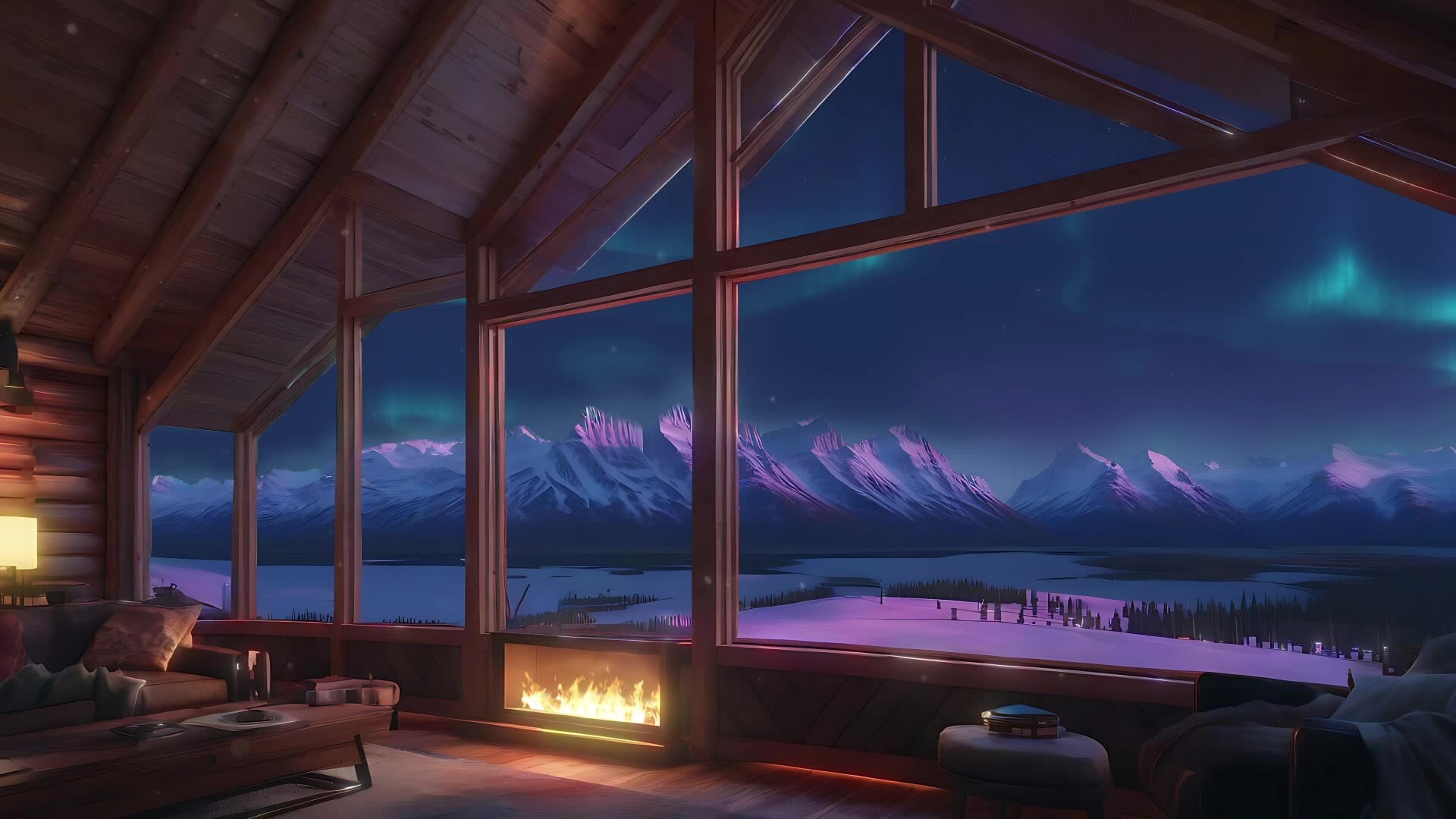 Alpine Serenity Animated Background Cozy Mountain Retreat With ...