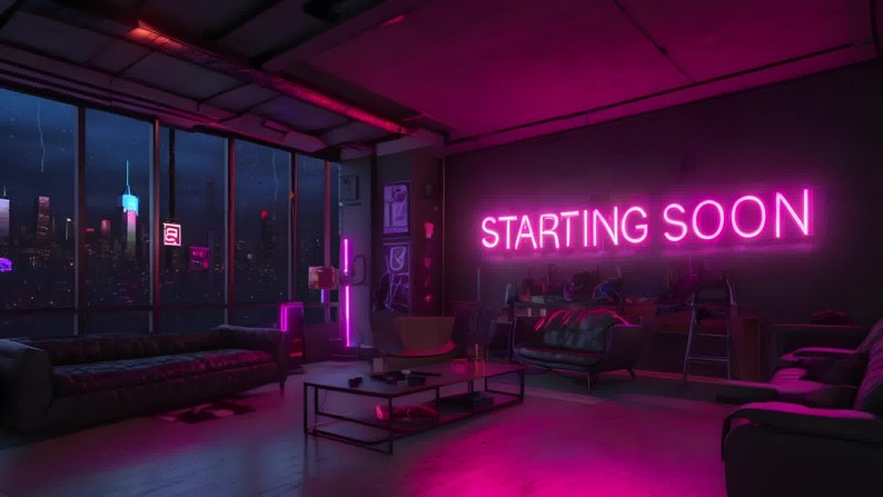 Starting Soon Screen Animated Background - Neon Glow Lounge: Inviting ...