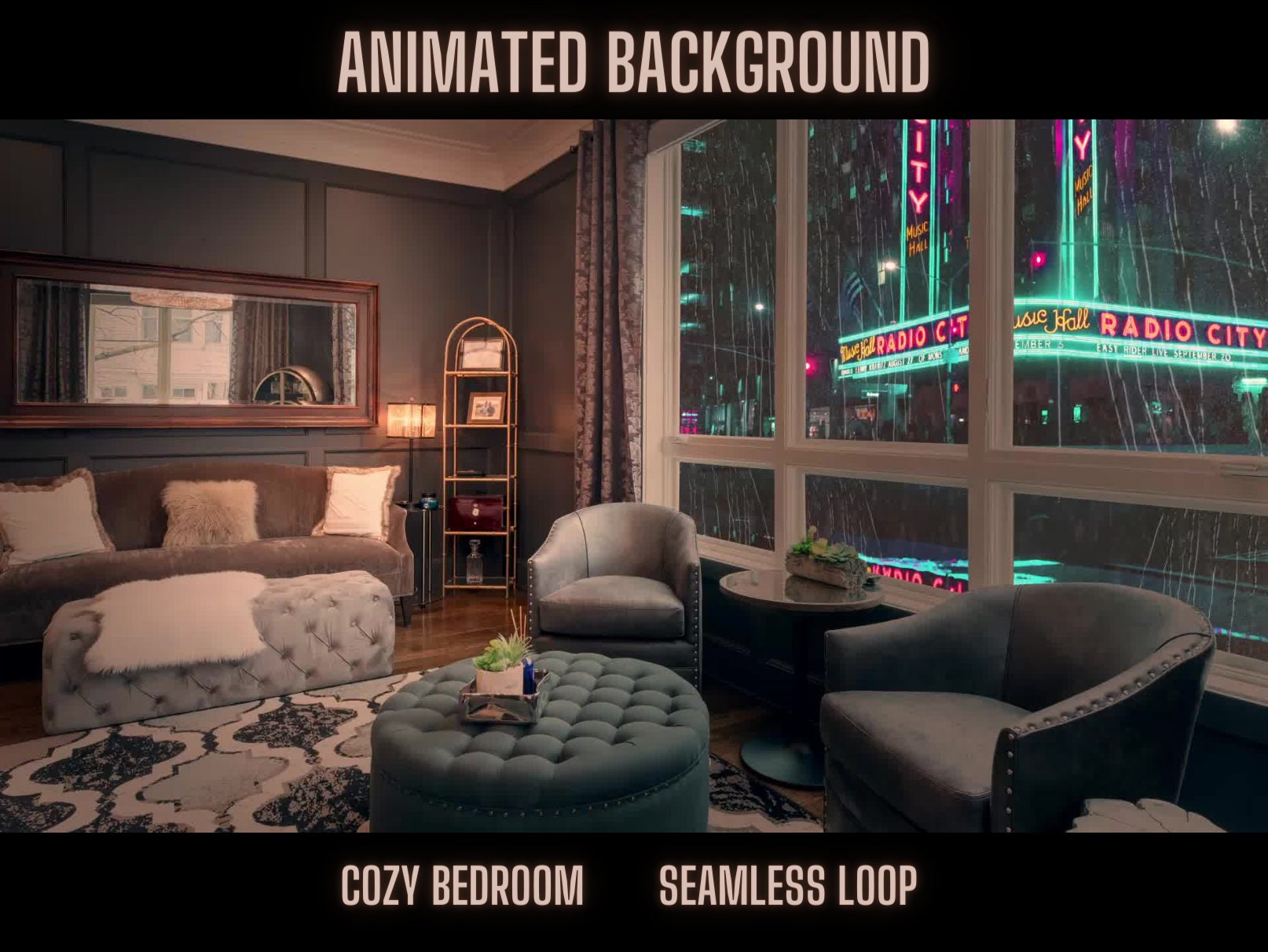 Cozy Bedroom Animated Background With Rain Ambiance Perfect for Zoom ...