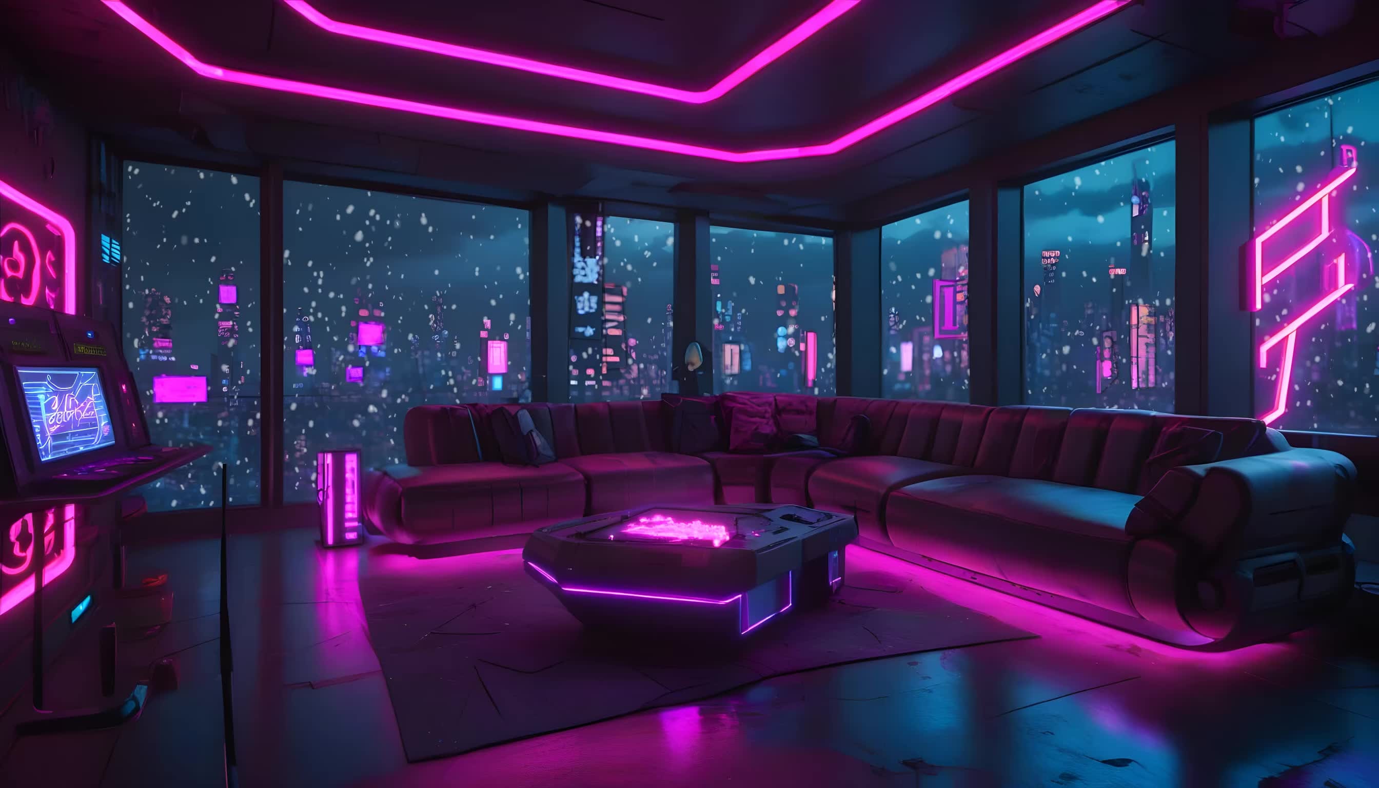 Virtual Gaming Hub Animated Backdrop Cyberpunk Theme With Neon Glow ...