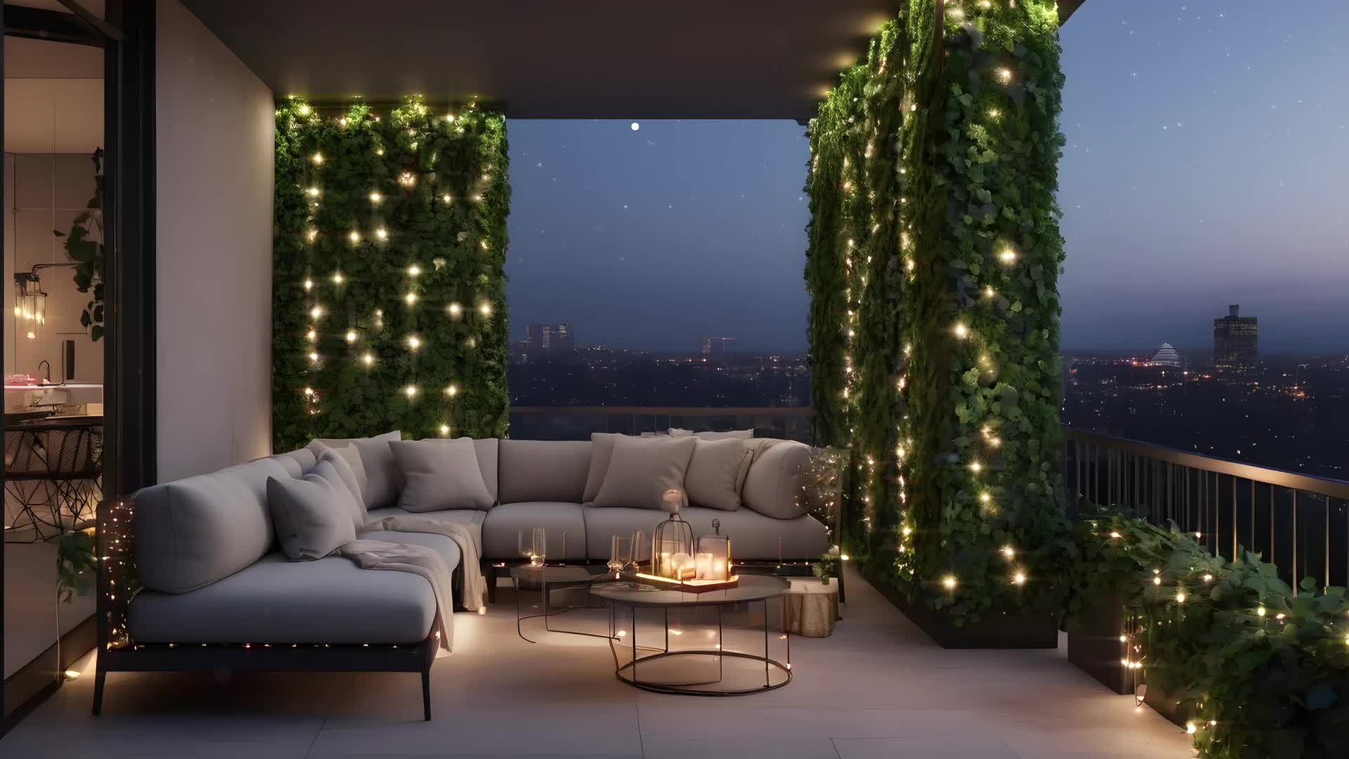 Animated Background: Enchanted Terrace - Starlit Serenity in a Verdant ...