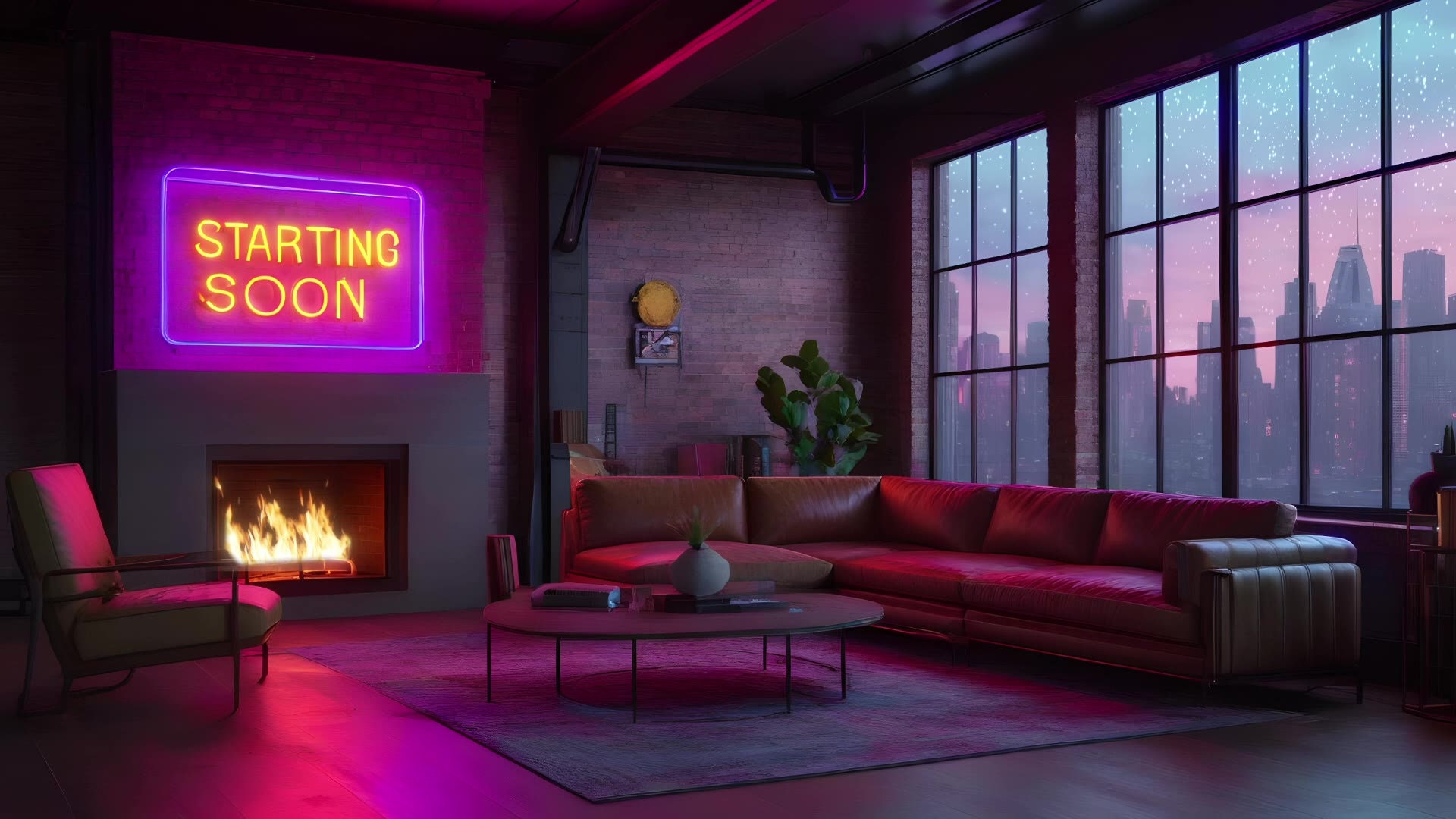 Starting Soon Screen Animated Background Futuristic Hearth: Blend of ...