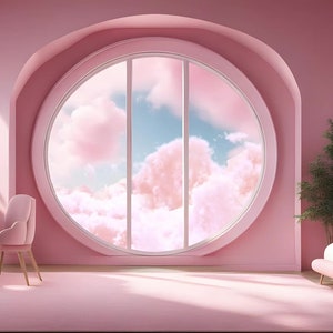 Vtuber Animated Background | Dreamy Pink Bedroom With Circular Window ...