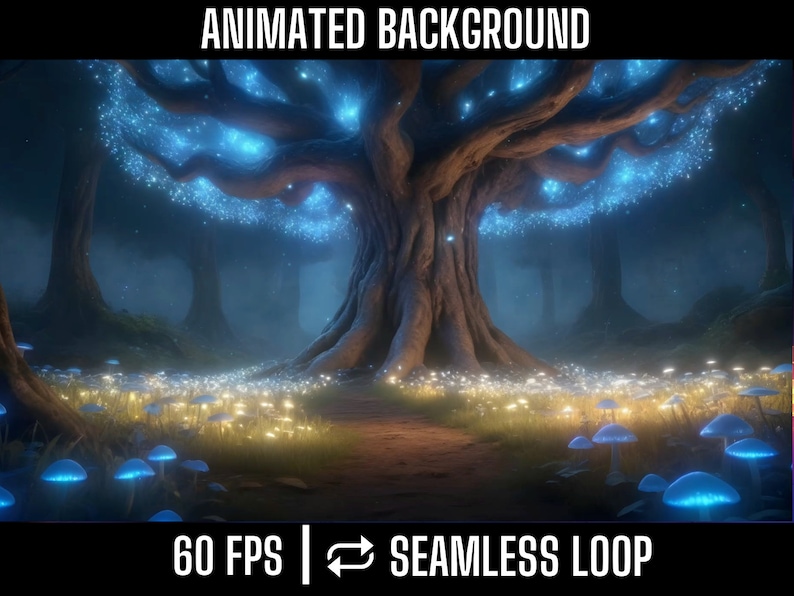 Animated Background: Enchanted Grove With Radiant Bioluminescent ...