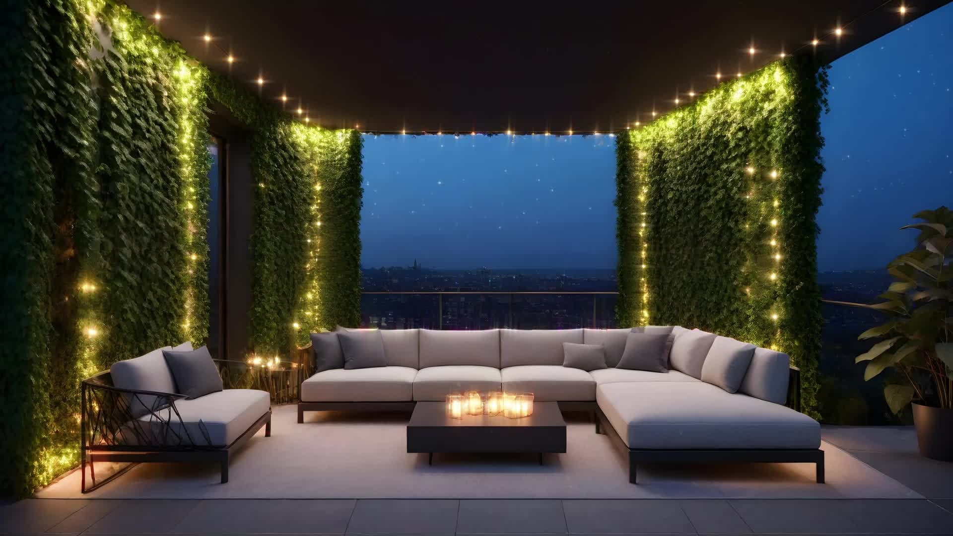Animated Background: Enchanted Rooftop Retreat - Luminous Evening ...