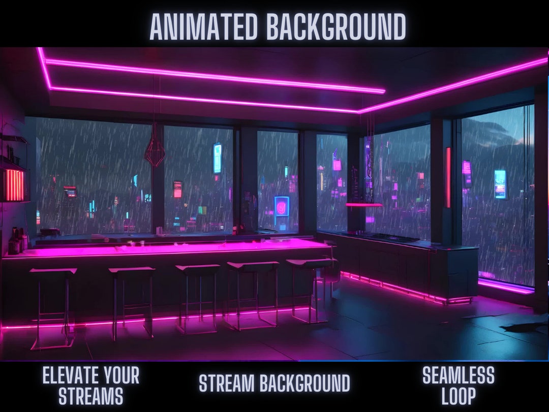 Digital Gaming Den Animated Setting | Cyberpunk Neon & Cityscape ...