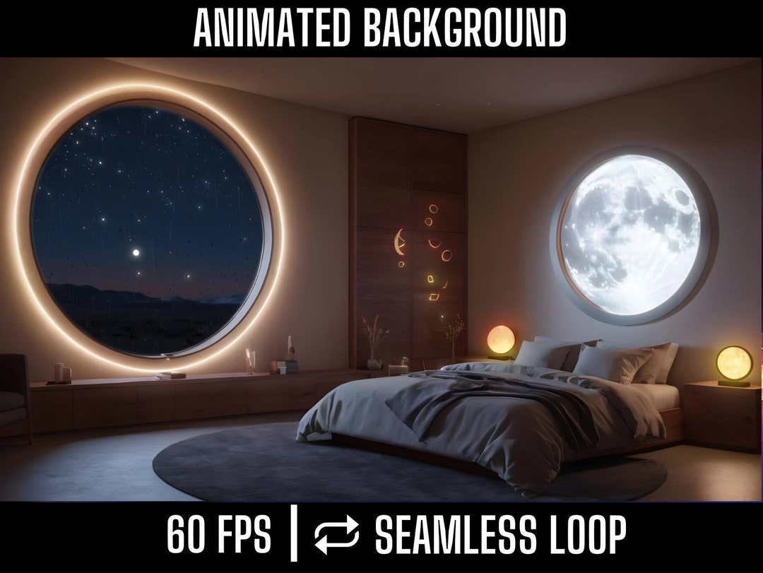 Lunar Lullaby - Modern Bedroom Oasis Animated Background With Celestial ...