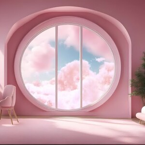 Vtuber Animated Background | Dreamy Pink Bedroom With Circular Window ...