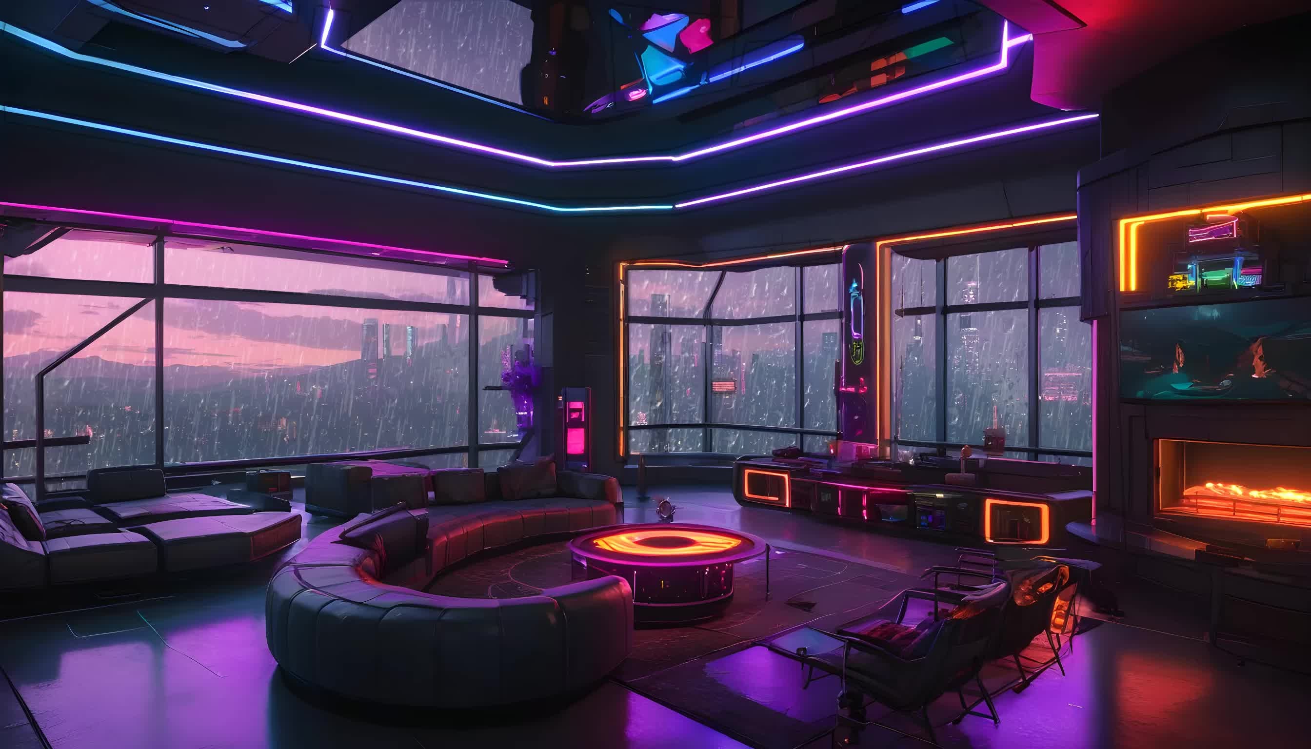 Cyberpunk Animated Background Futuristic Neon Lounge Ideal for Twitch ...