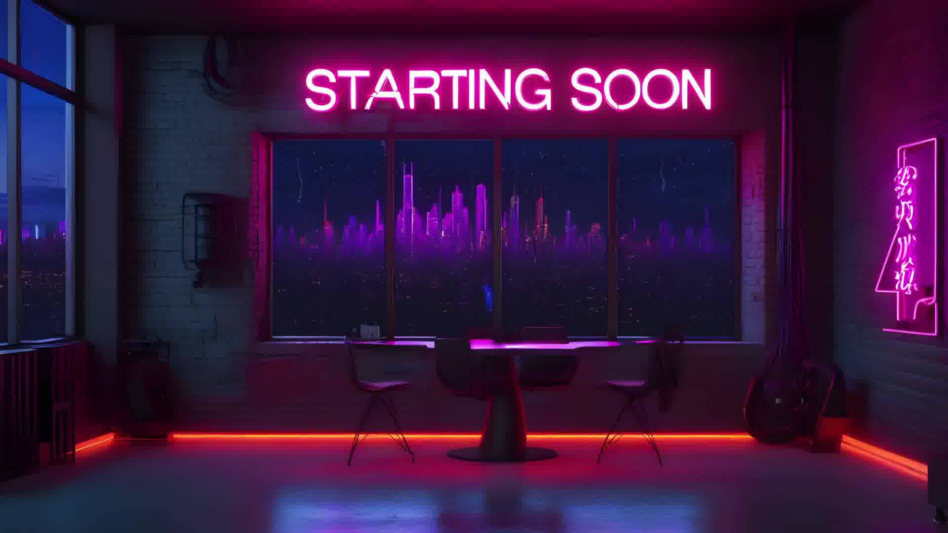 Starting Soon Screen Animated Background Neon Retreat: A Cozy Cyberpunk ...