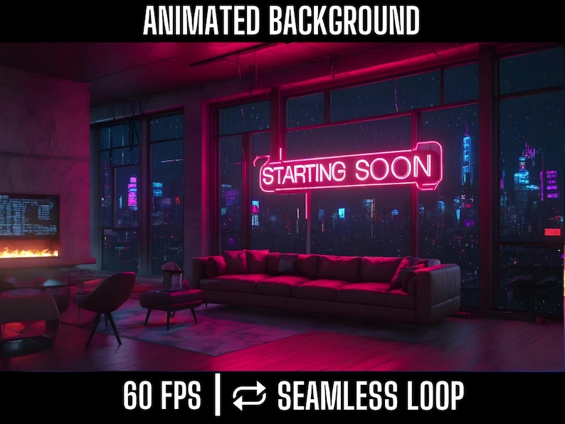 Starting Soon Screen Animated Background - Urban Oasis: Relaxing Neon ...