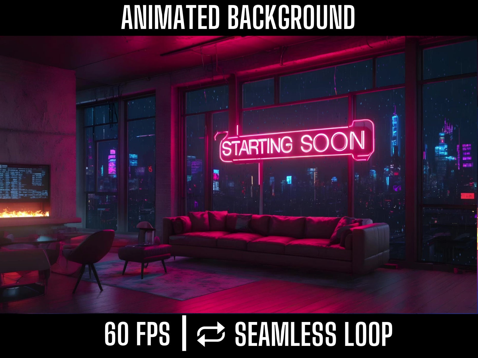 Starting Soon Screen Animated Background Urban Oasis: Relaxing Neon ...