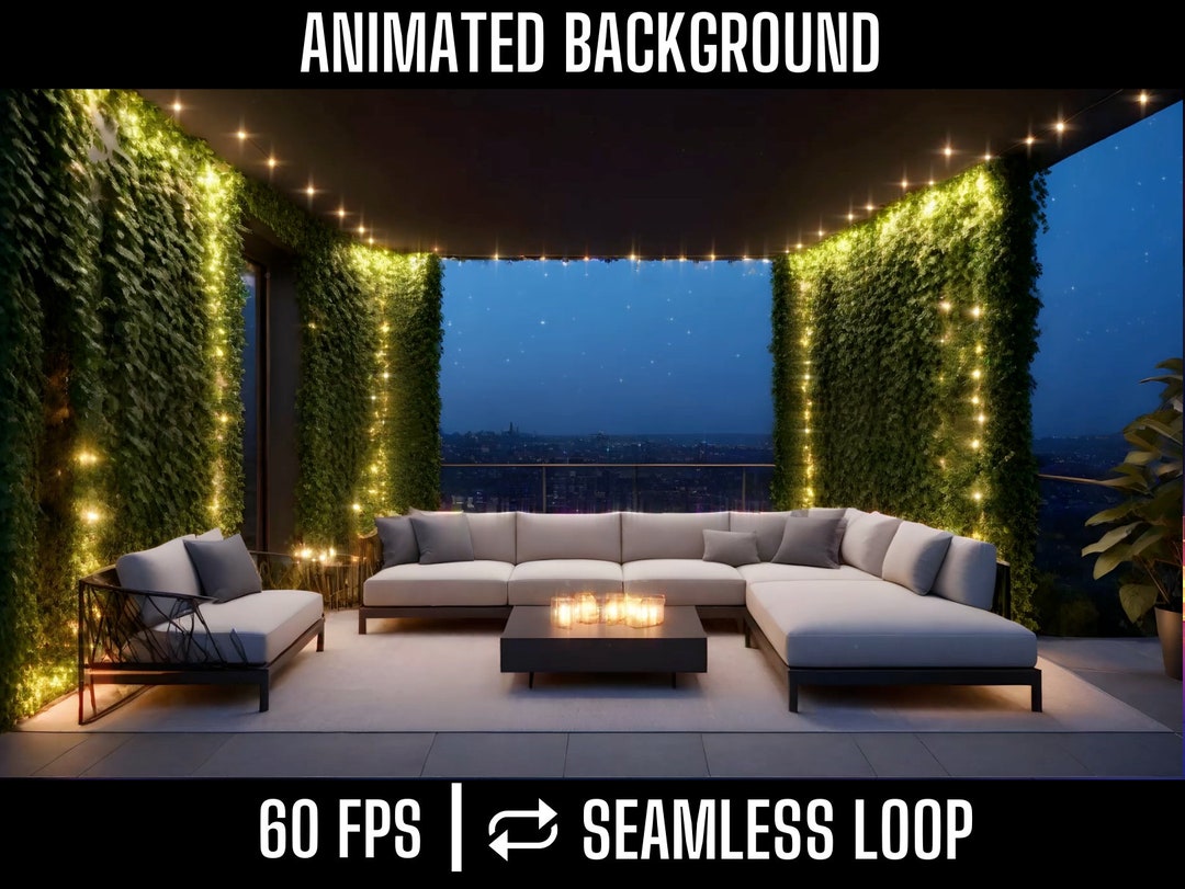 Animated Background: Enchanted Rooftop Retreat Luminous Evening ...