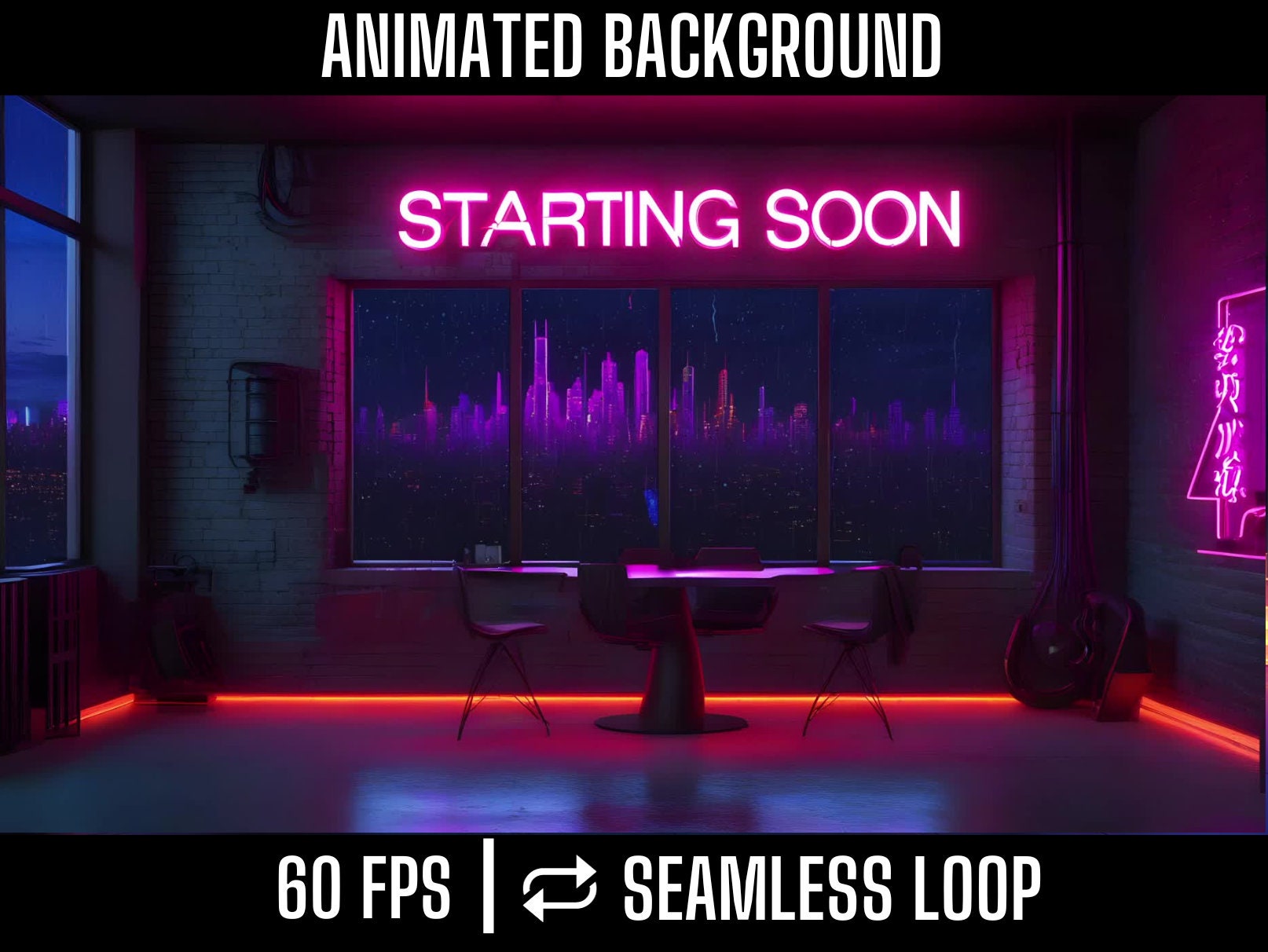 Starting Soon Screen Animated Background Neon Retreat: A Cozy Cyberpunk ...