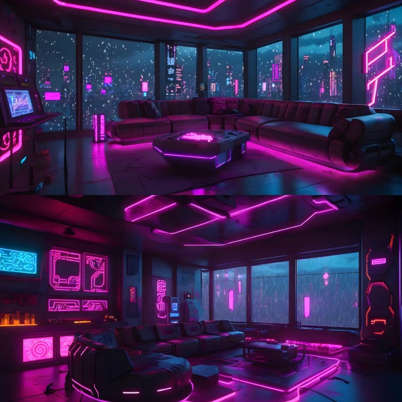 Cyberpunk Animated Background Bundle | Set of 8 Futuristic Neon Living ...
