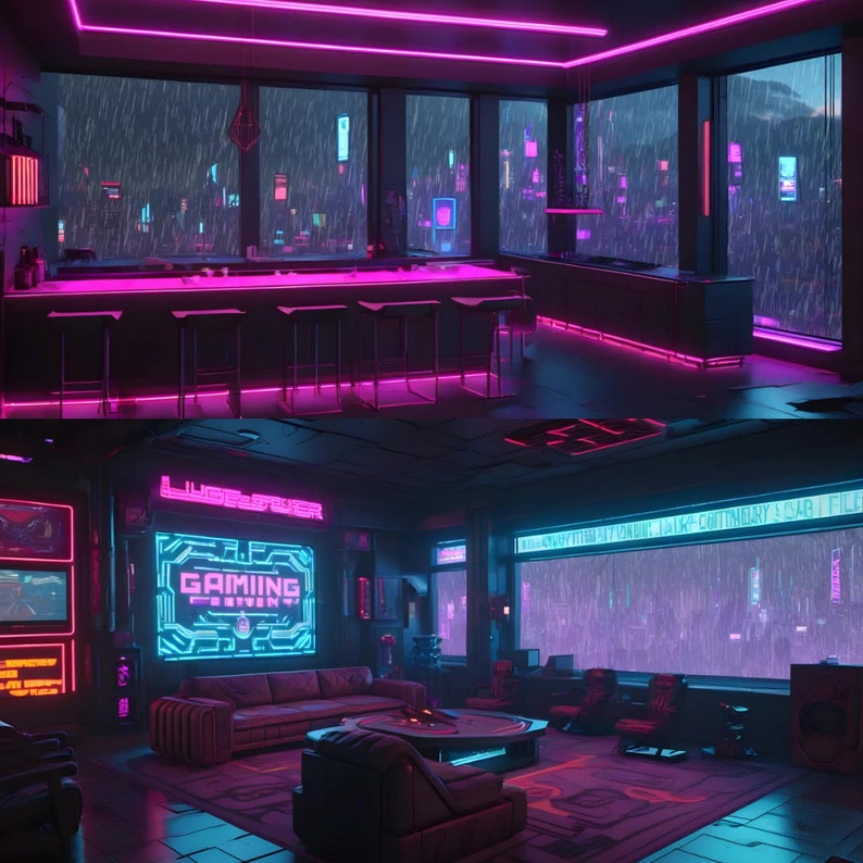Cyberpunk Animated Background Bundle | Set of 8 Futuristic Neon Living ...