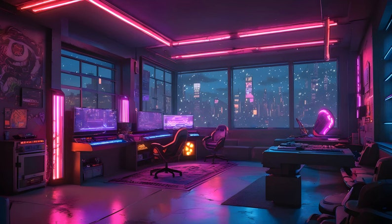 Neon Cyberpunk Animated Scene Urban Nightlife Backdrop Perfect for ...