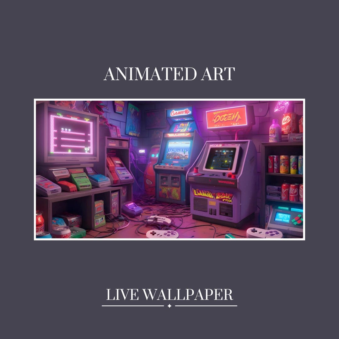 Retro Arcade Haven - Animated Background With 90s Gaming Consoles, Neon ...